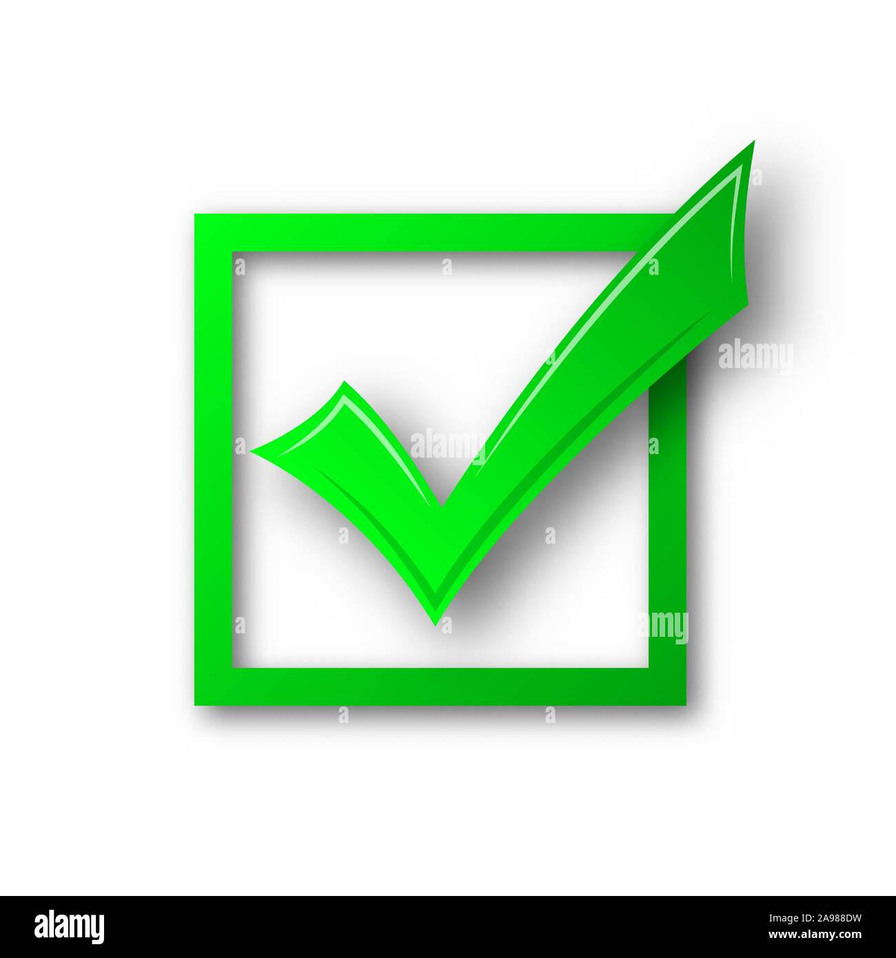 Vector Check mark isolated. Green approved symbol in a square frame ...