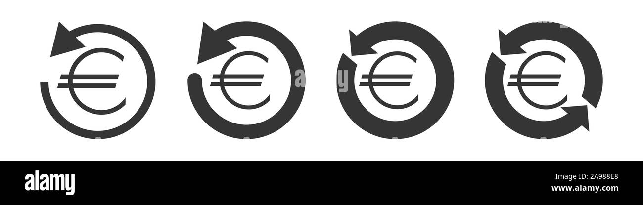 Set of vector refund money icons. Currency exchange or cash back icons ...
