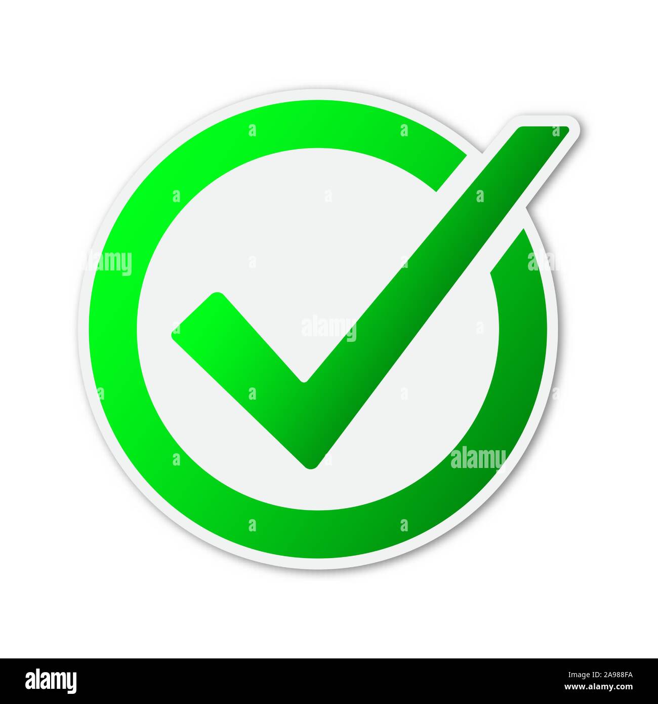 Vector Check mark in a circle. Paper sticker with shadow. Green Check ...