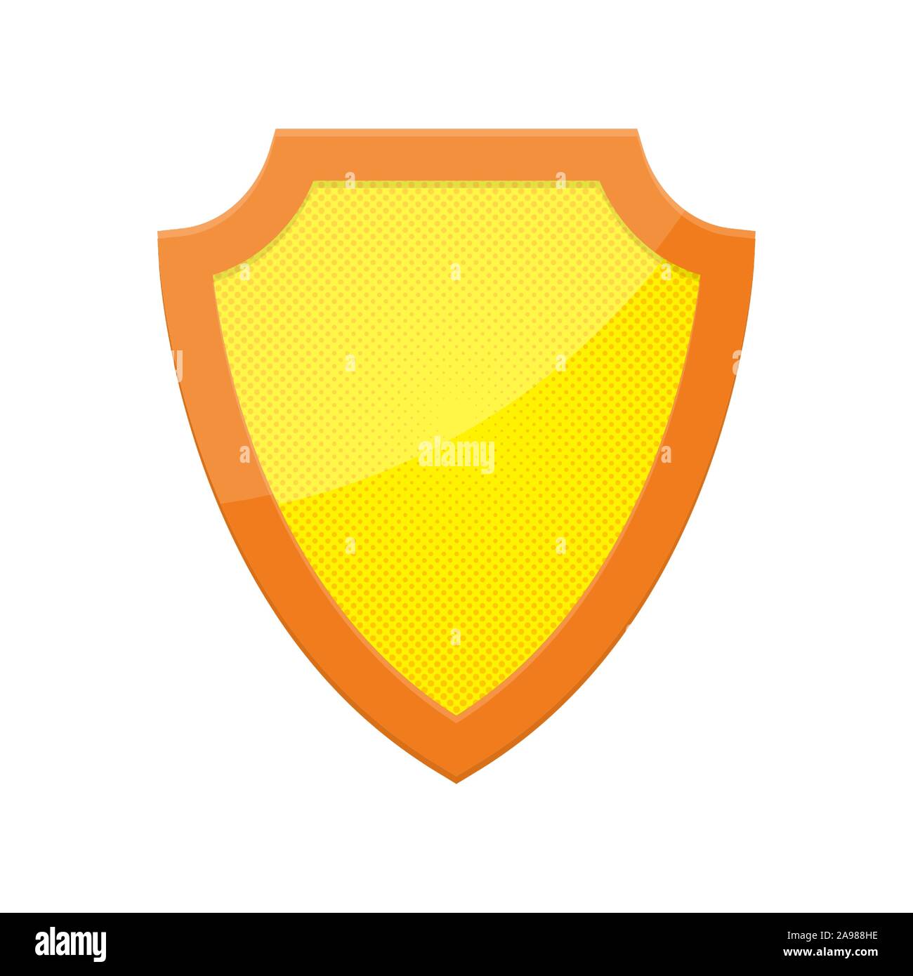 Vector Shield icon isolated. Yellow bright Shield icon. Dotted Shield ...