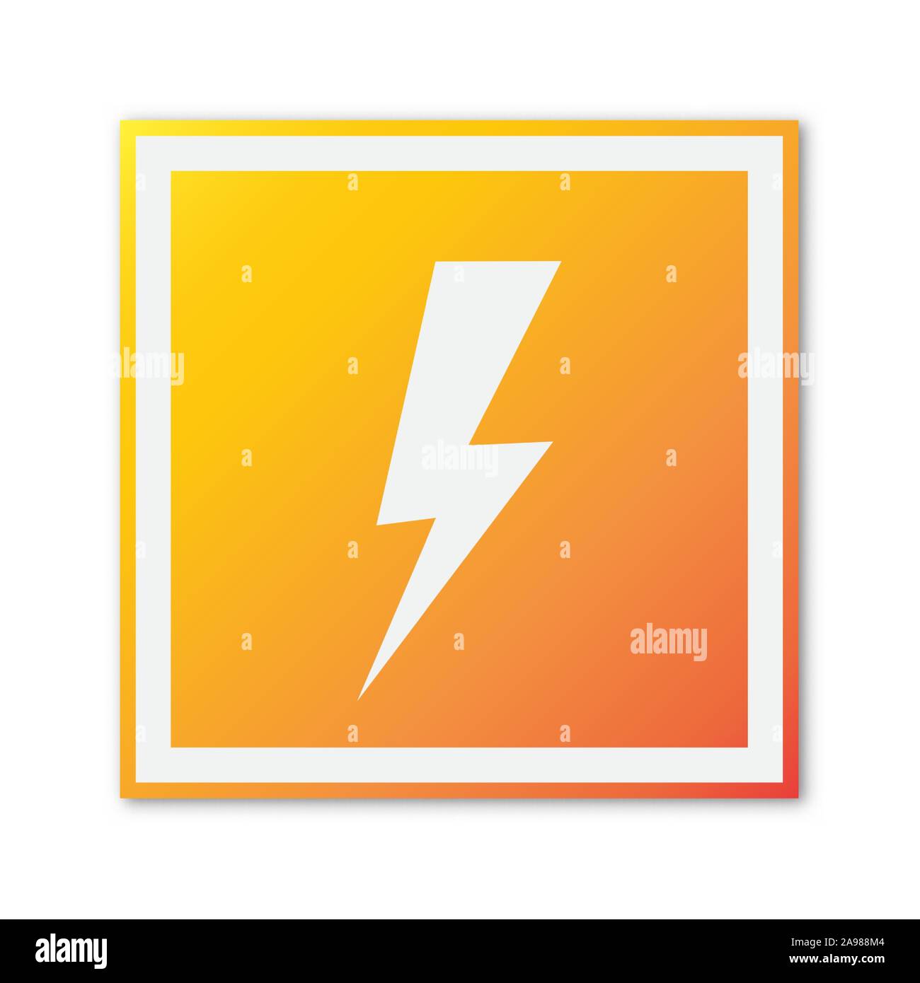 Vector Lightning icon. Paper sticker isolated. Danger or warning symbol ...