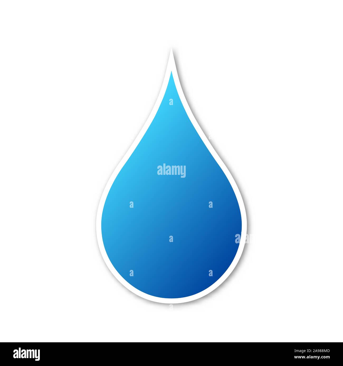 Vector water drop icon. Paper sticker with shadow. Blue water drop icon ...