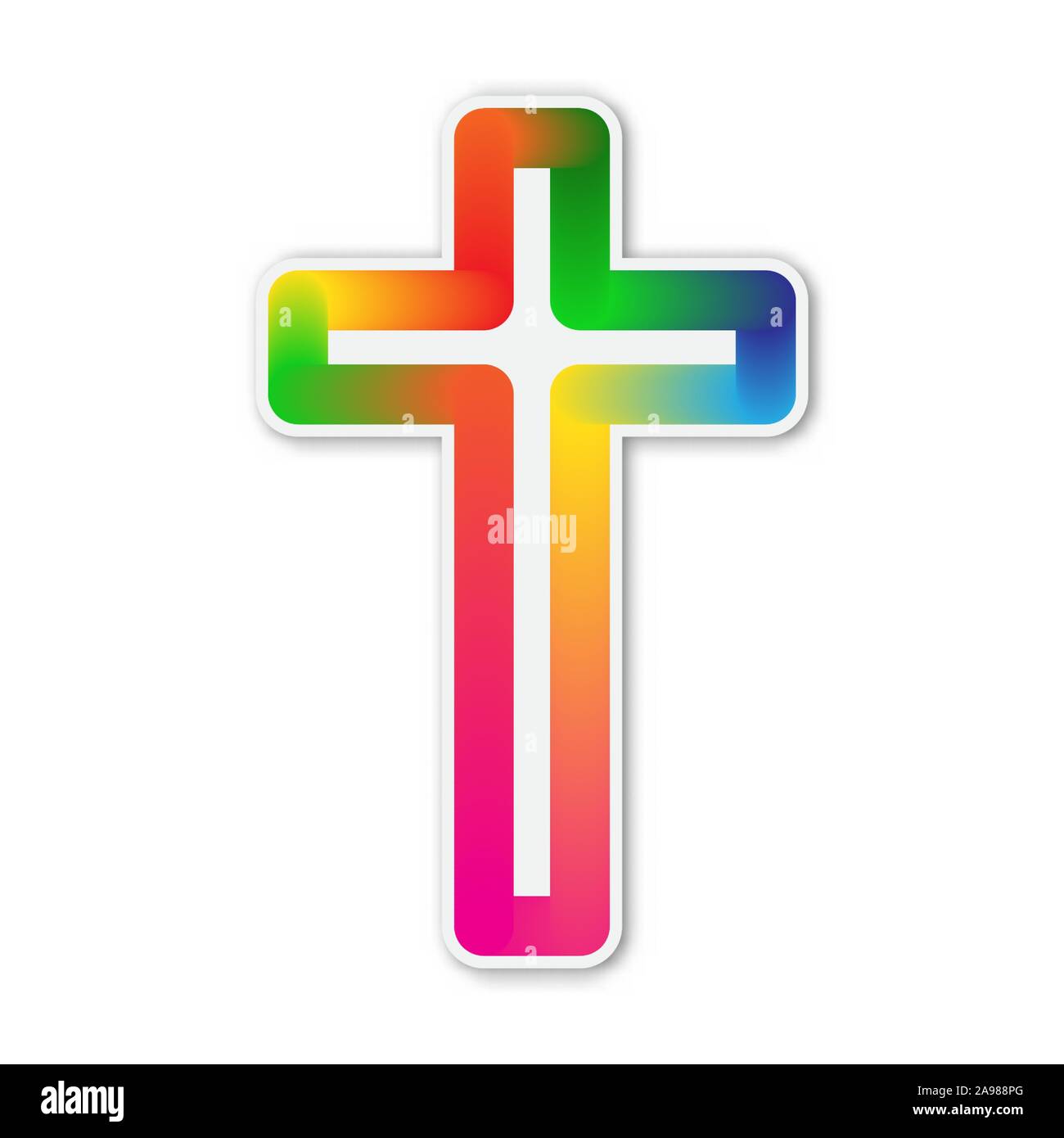 Vector christian Cross icon. Paper sticker with shadow. Colorful ...