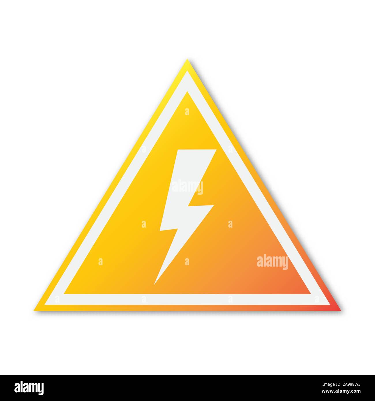 Vector Lightning icon. Paper sticker isolated. Danger or warning symbol ...