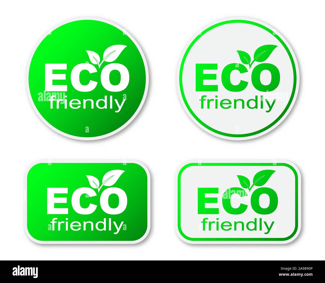 Eco Friendly Environment. Set of green ECO stickers. Vector paper ...
