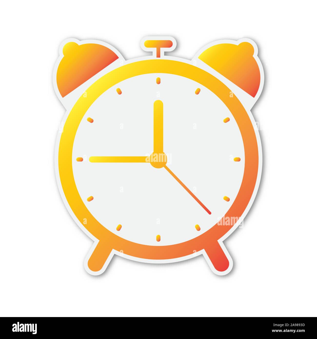 Vector Clock icon. Paper sticker with shadow. Color Alarm symbol ...