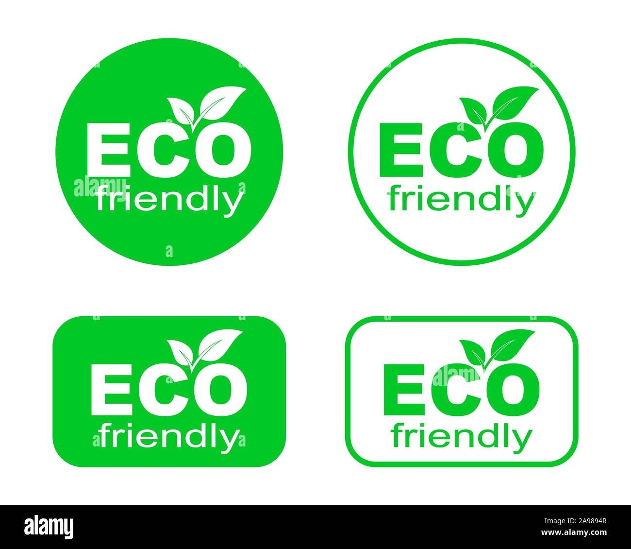 Eco Friendly Environment. Set of green ECO stickers. Vector paper ...