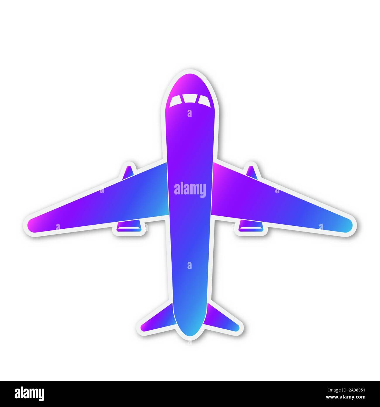 Vector Airplane icon. Paper sticker with shadow. Colorful Aircraft icon ...