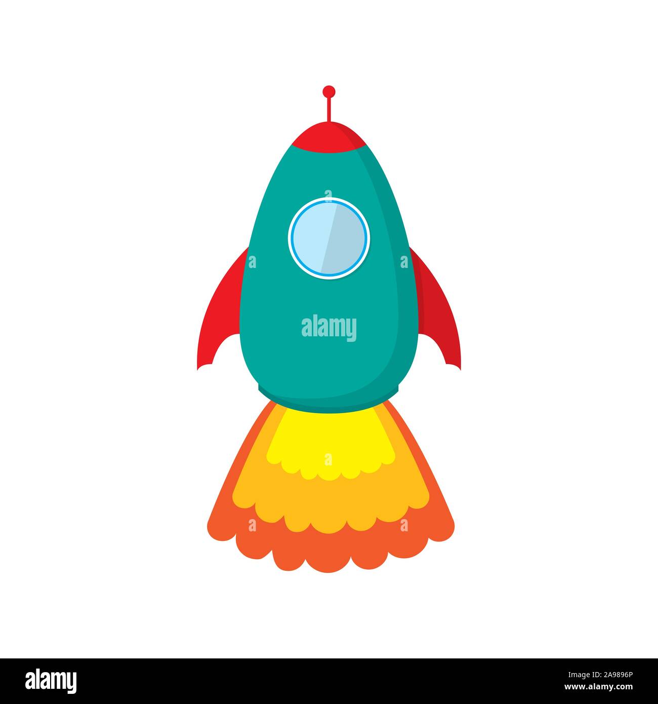 Vector cute Rocket ship icon. Color Rocket launch isolated. Rocket icon ...