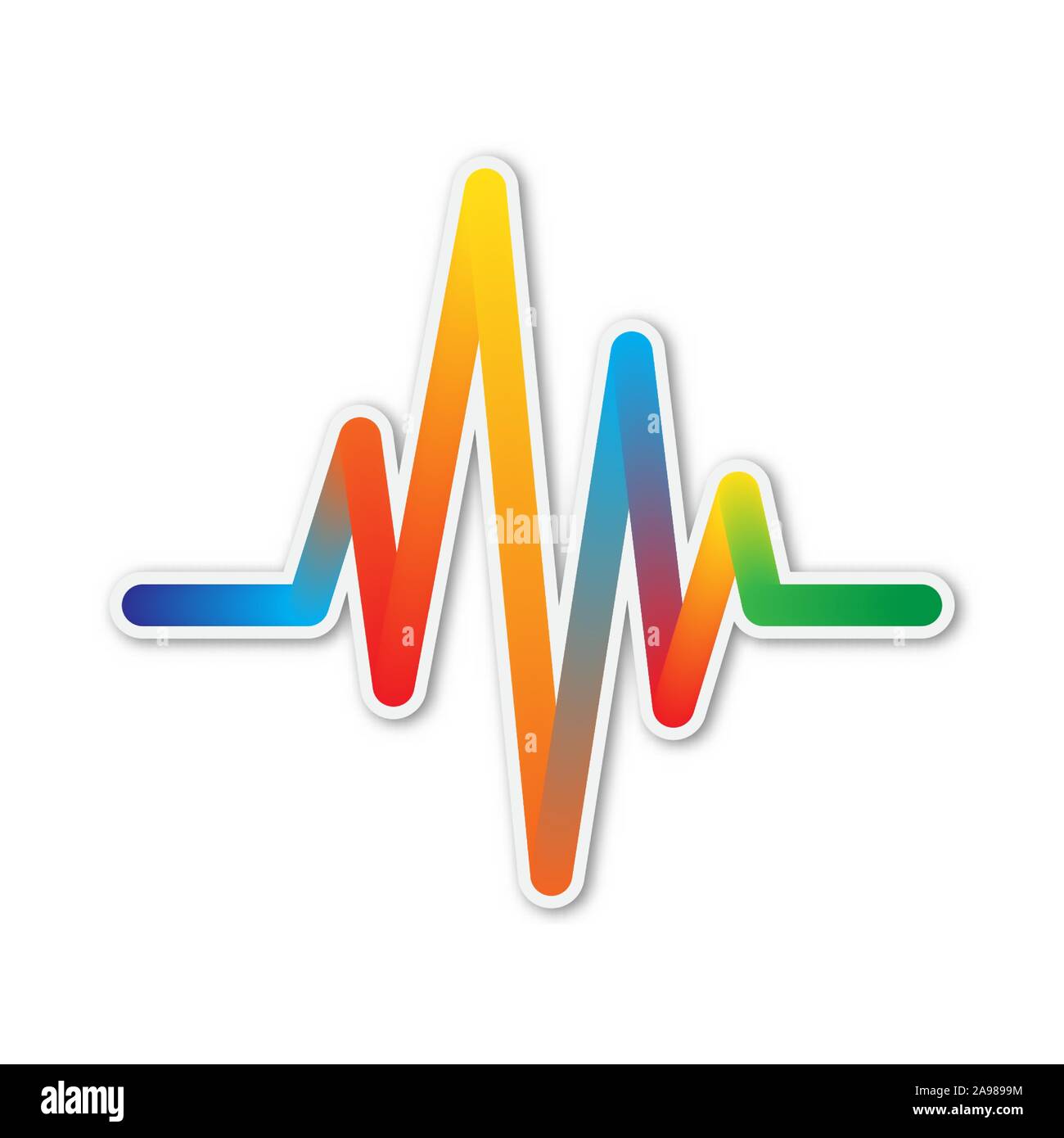 Vector Heartbeat symbol, pulse icon. Paper sticker isolated. Colorful ...