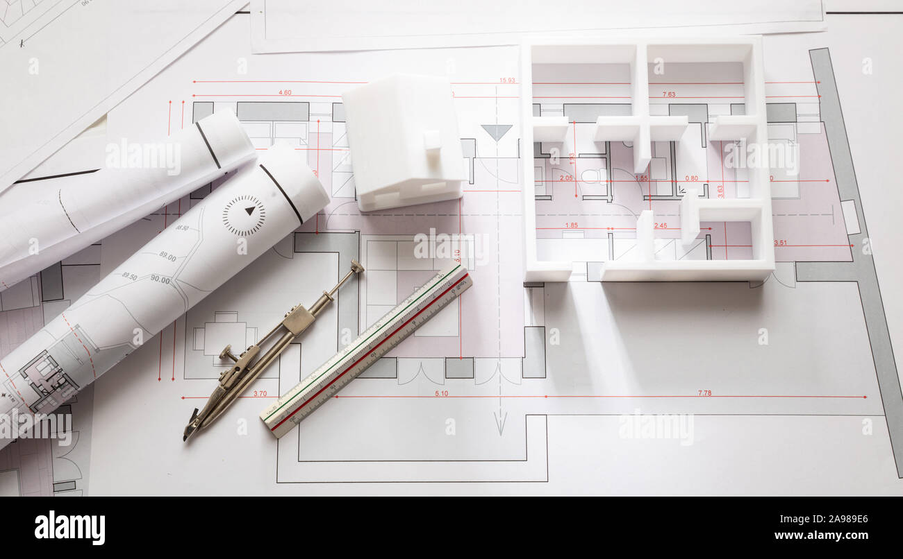 Residential building project architectural design, blueprint plans and ...