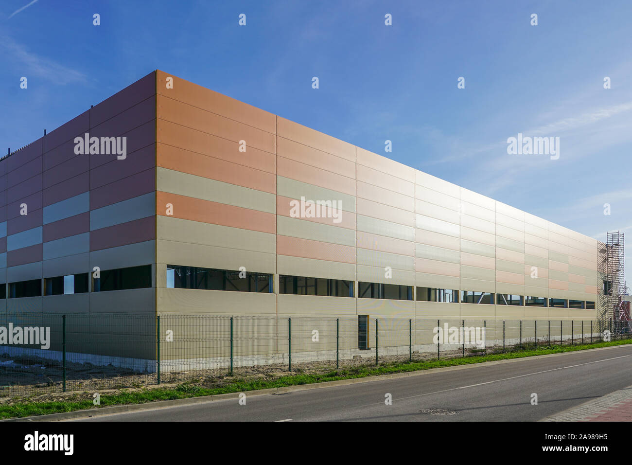 facade of new factory building made of thermo insulated aluminium ...