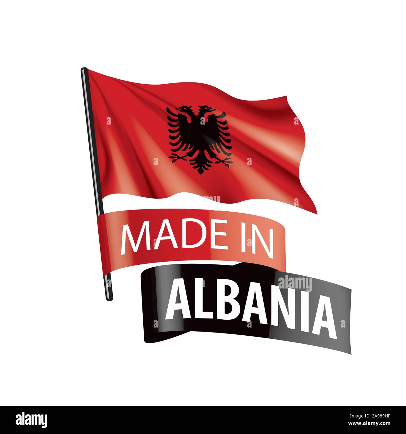 Albania flag, vector illustration on a white background Stock Vector ...
