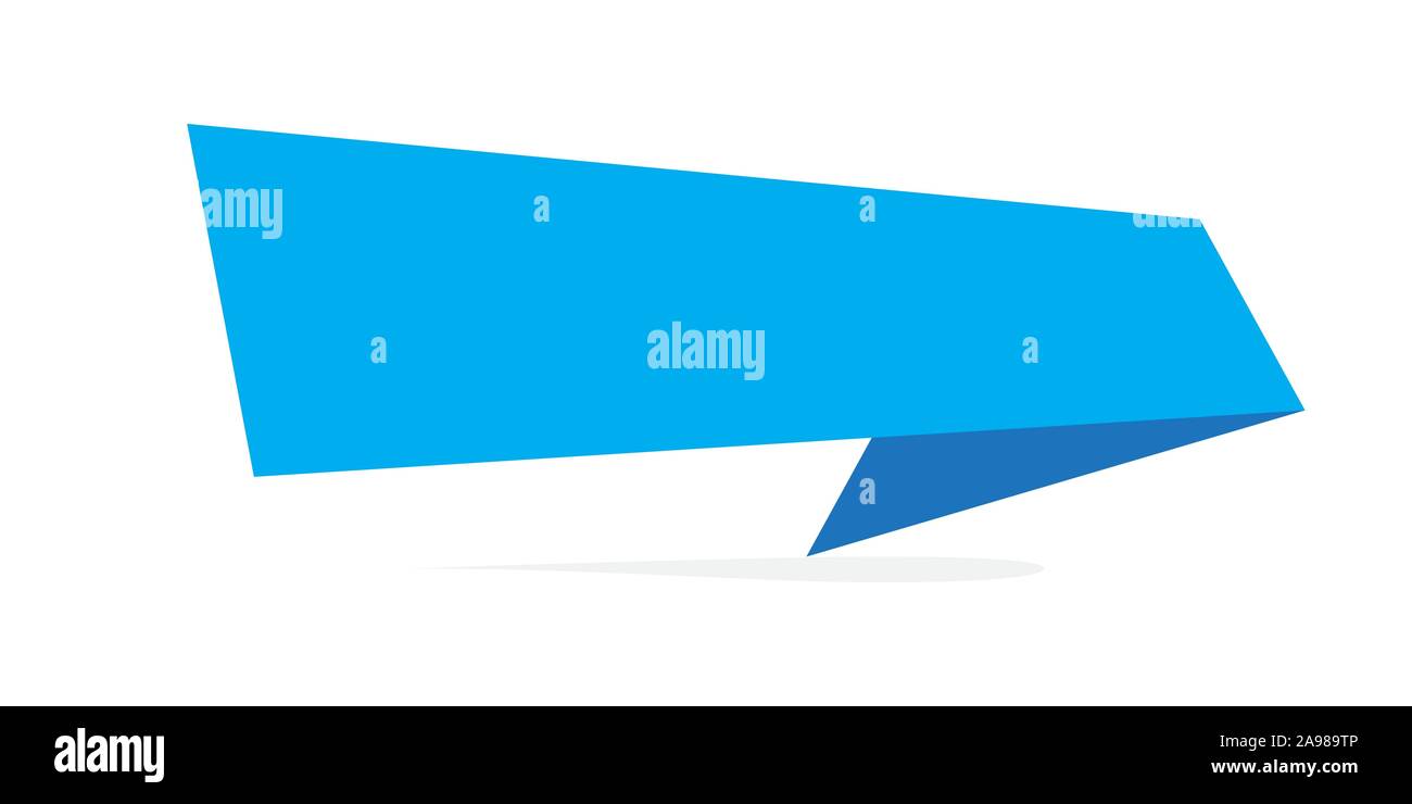 Vector paper origami banner in flat design. Blue vector origami label ...