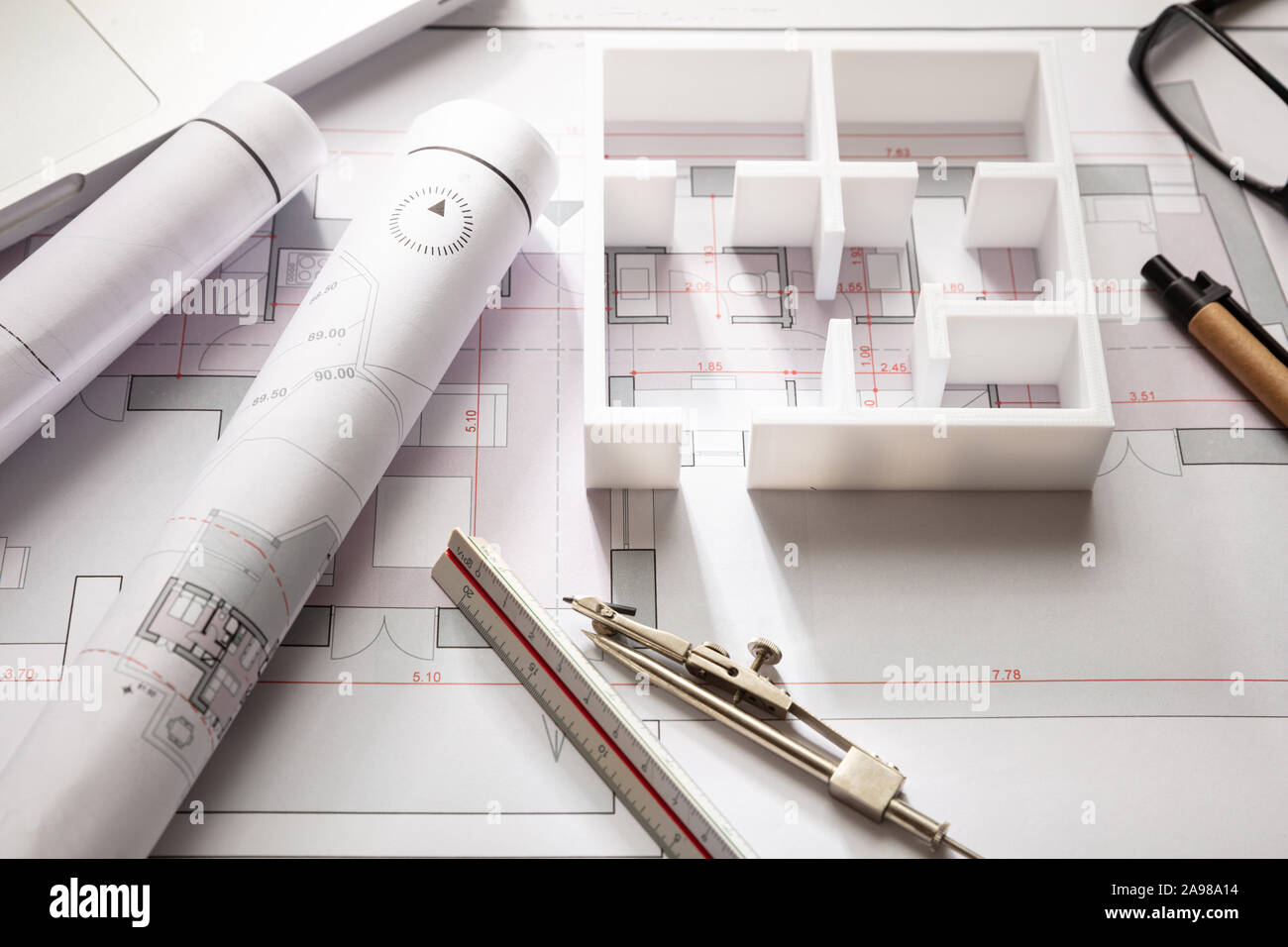 Residential building project architectural design, blueprint plans and ...