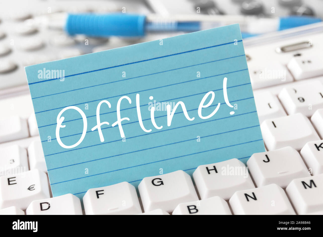 Offline label and computer Stock Photo - Alamy