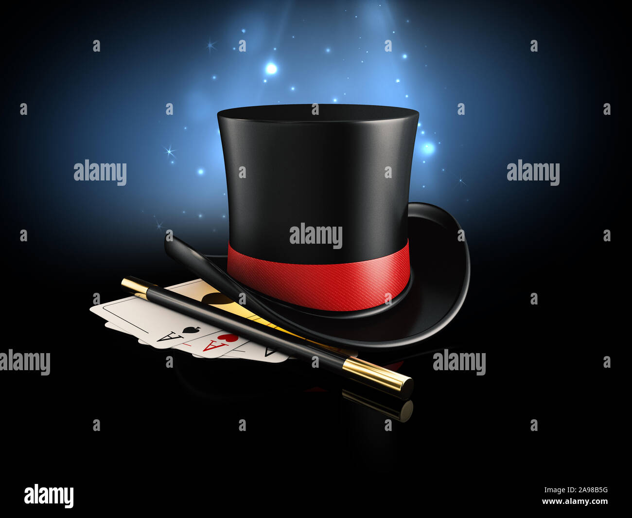Magician hat wand cards hi-res stock photography and images - Alamy