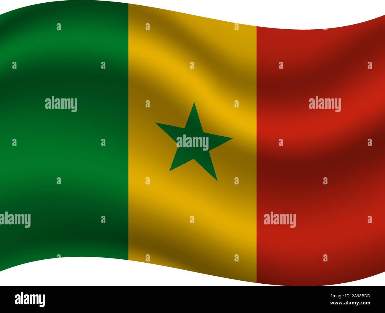 Beautiful national flag of Republic of Senegal. original colors and ...