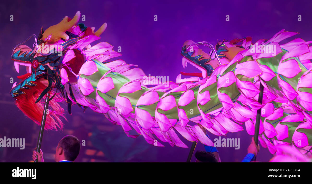 Chinese Dragon display of two dragons Stock Photo - Alamy
