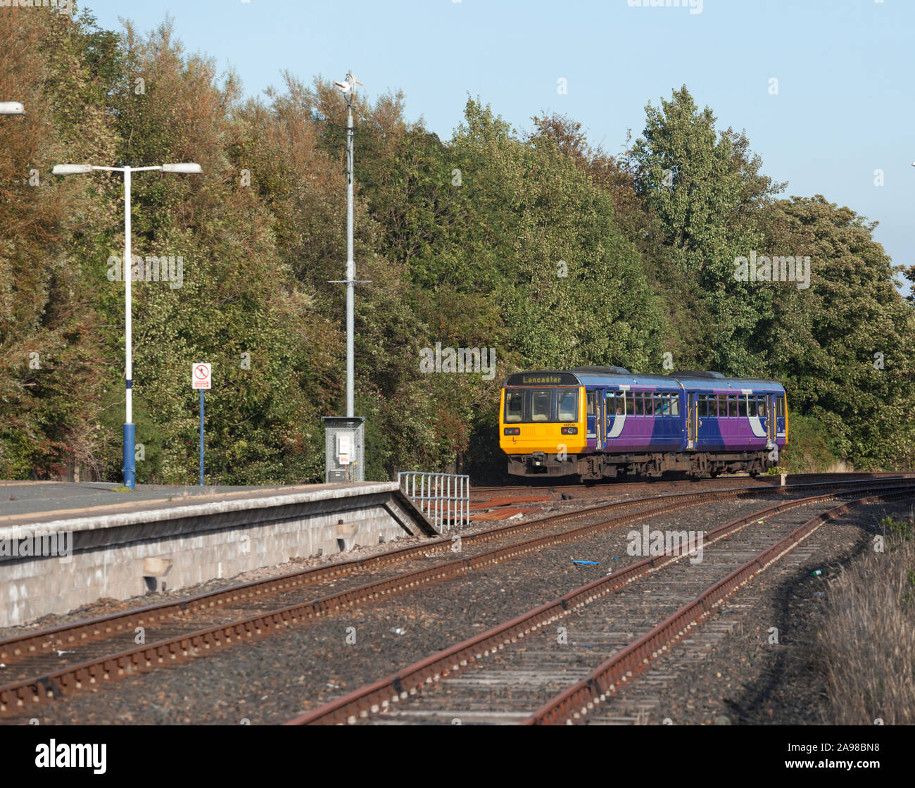 Arriva Northern Rail class 142 pacer train departing from Morecambe ...