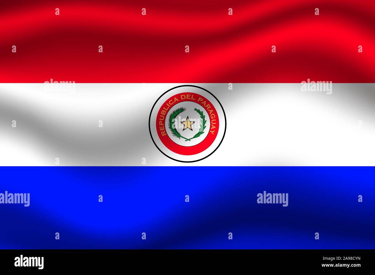 Beautiful national flag of Republic of Paraguay. original colors and ...