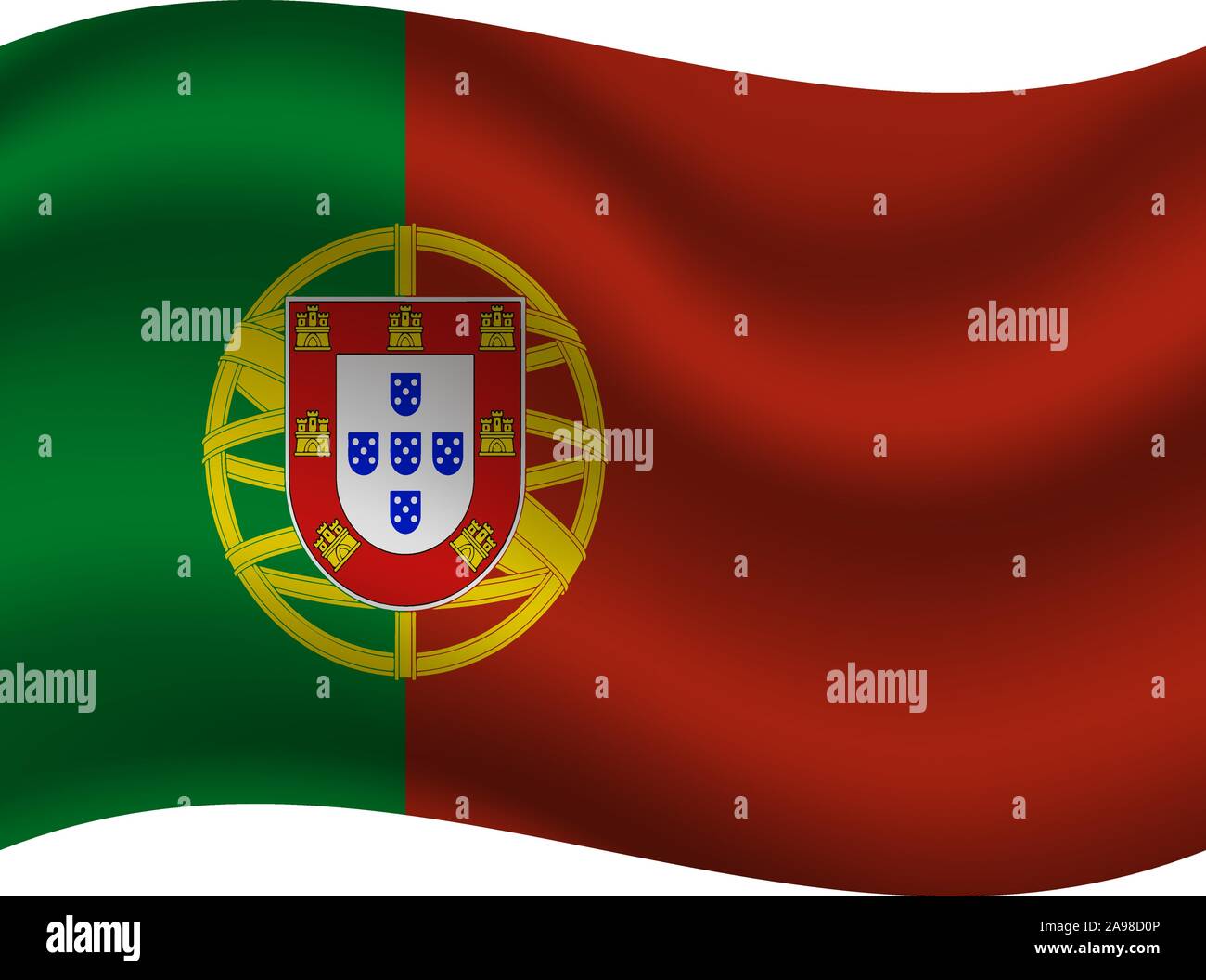 Beautiful national flag of Republic of Portugal. original colors and ...
