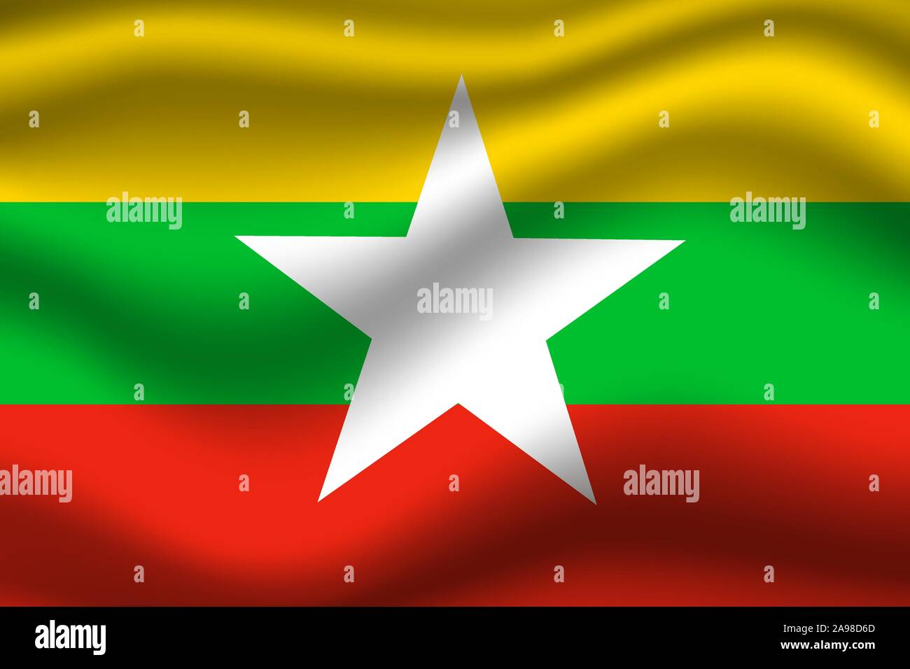 National flag of Republic of the Union of Myanmar. original colors and ...