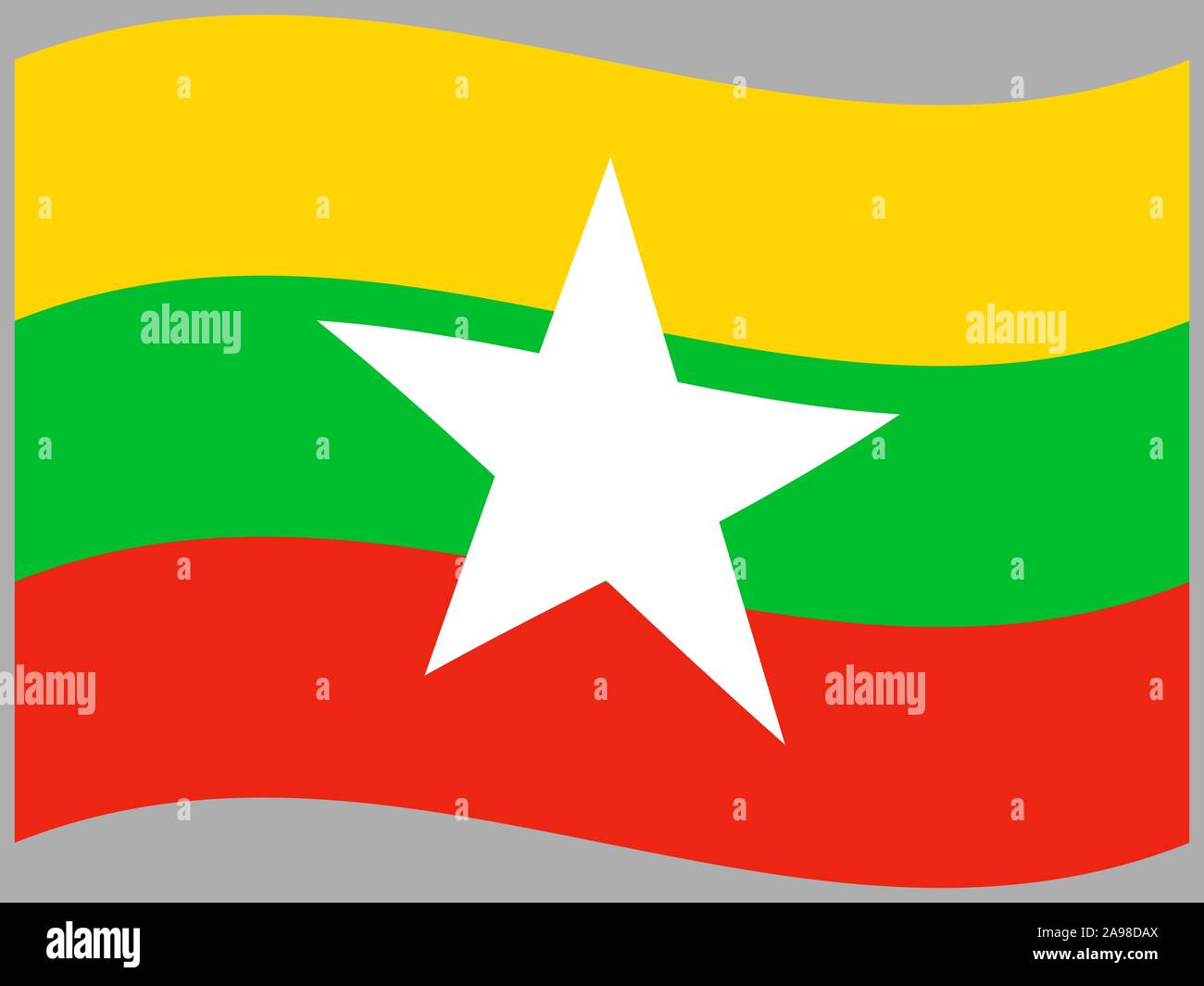 National flag of Republic of the Union of Myanmar. original colors and ...