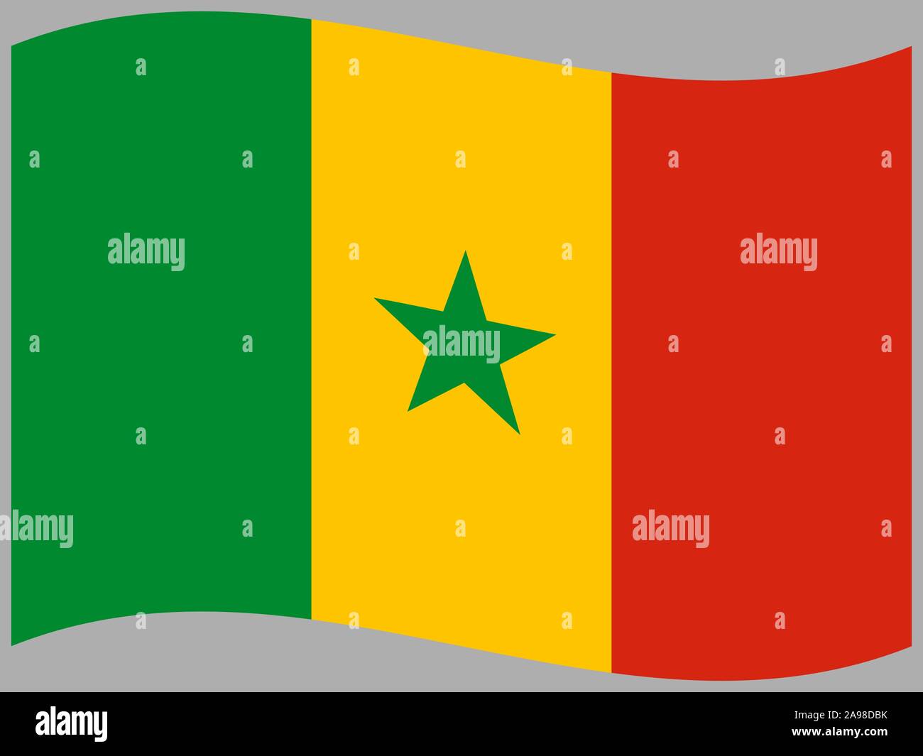 Beautiful national flag of Republic of Senegal. original colors and ...