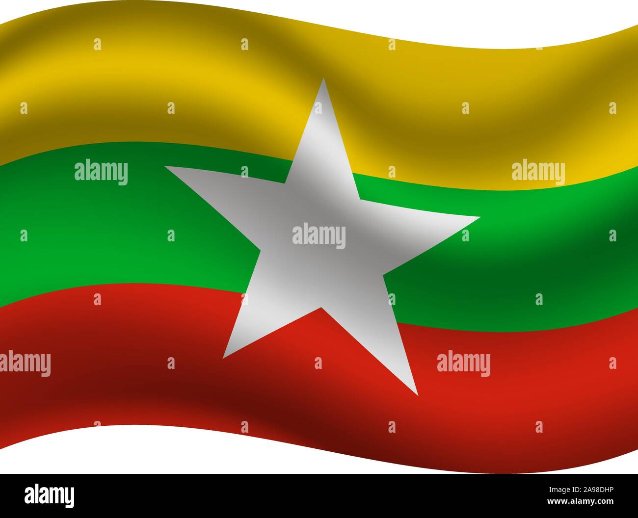 National flag of Republic of the Union of Myanmar. original colors and ...