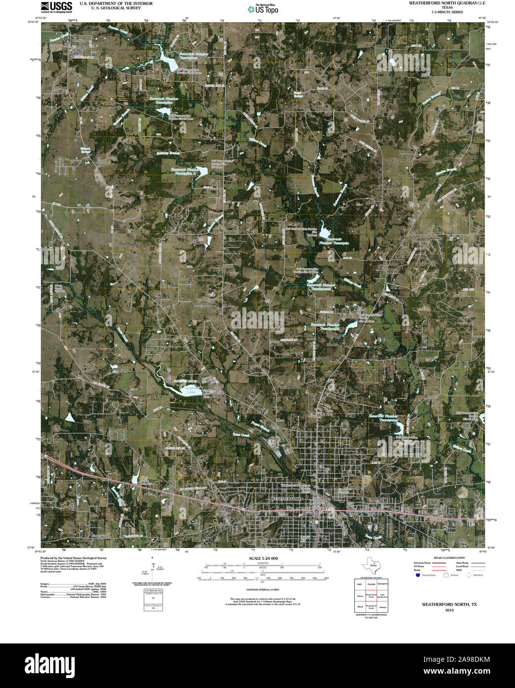 USGS TOPO Map Texas TX Weatherford North 20100505 TM Stock Photo - Alamy
