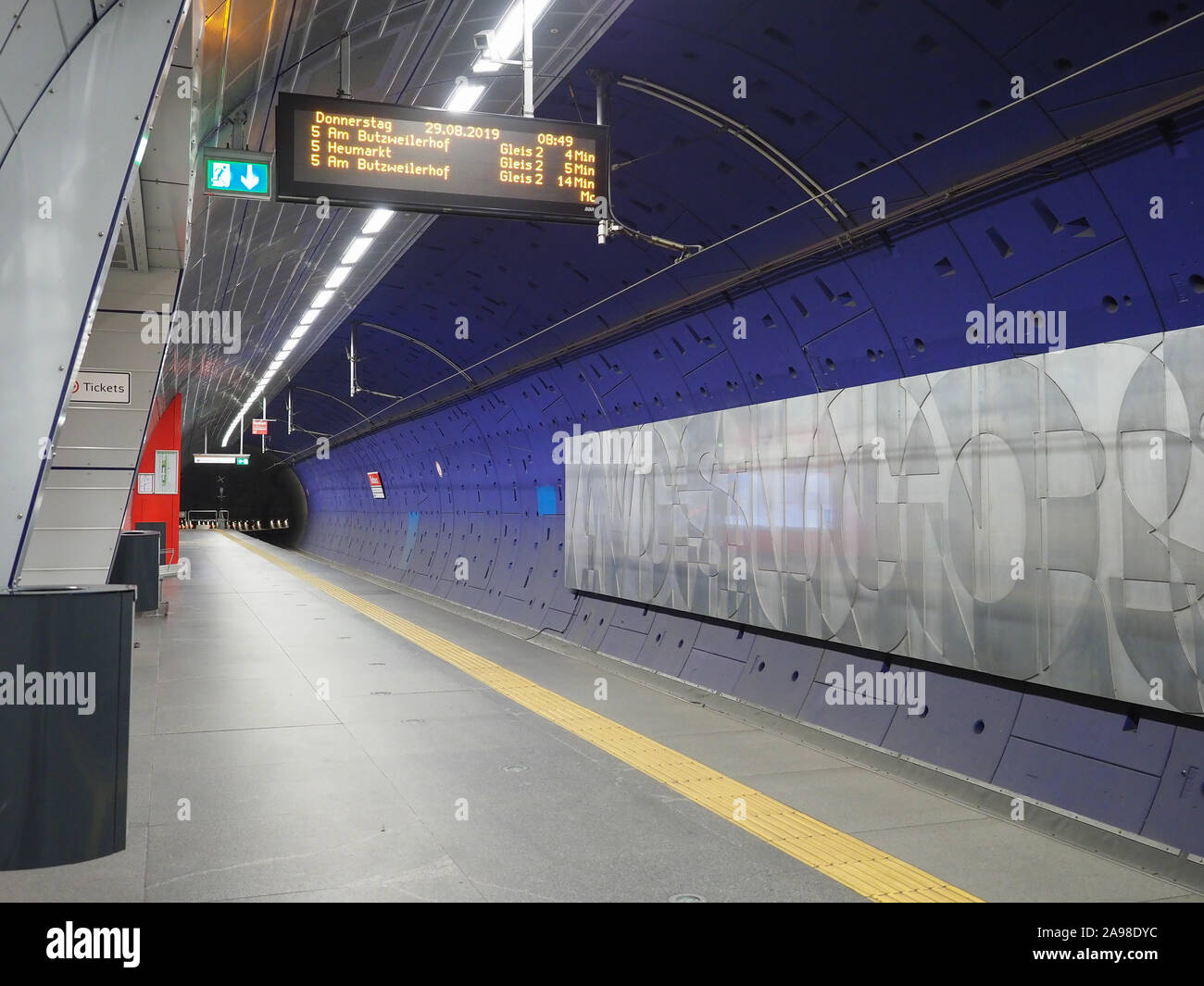 KOELN, GERMANY - CIRCA AUGUST 2019: Rathaus (Town Hall) subway station ...