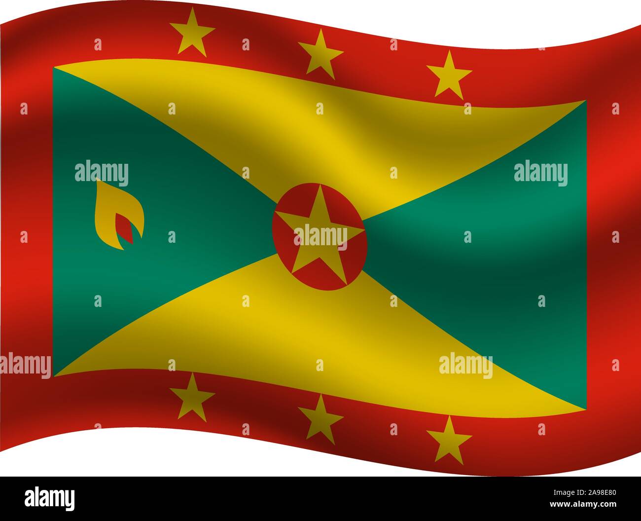 National Flag Of Grenada Original Colors And Proportion Simply