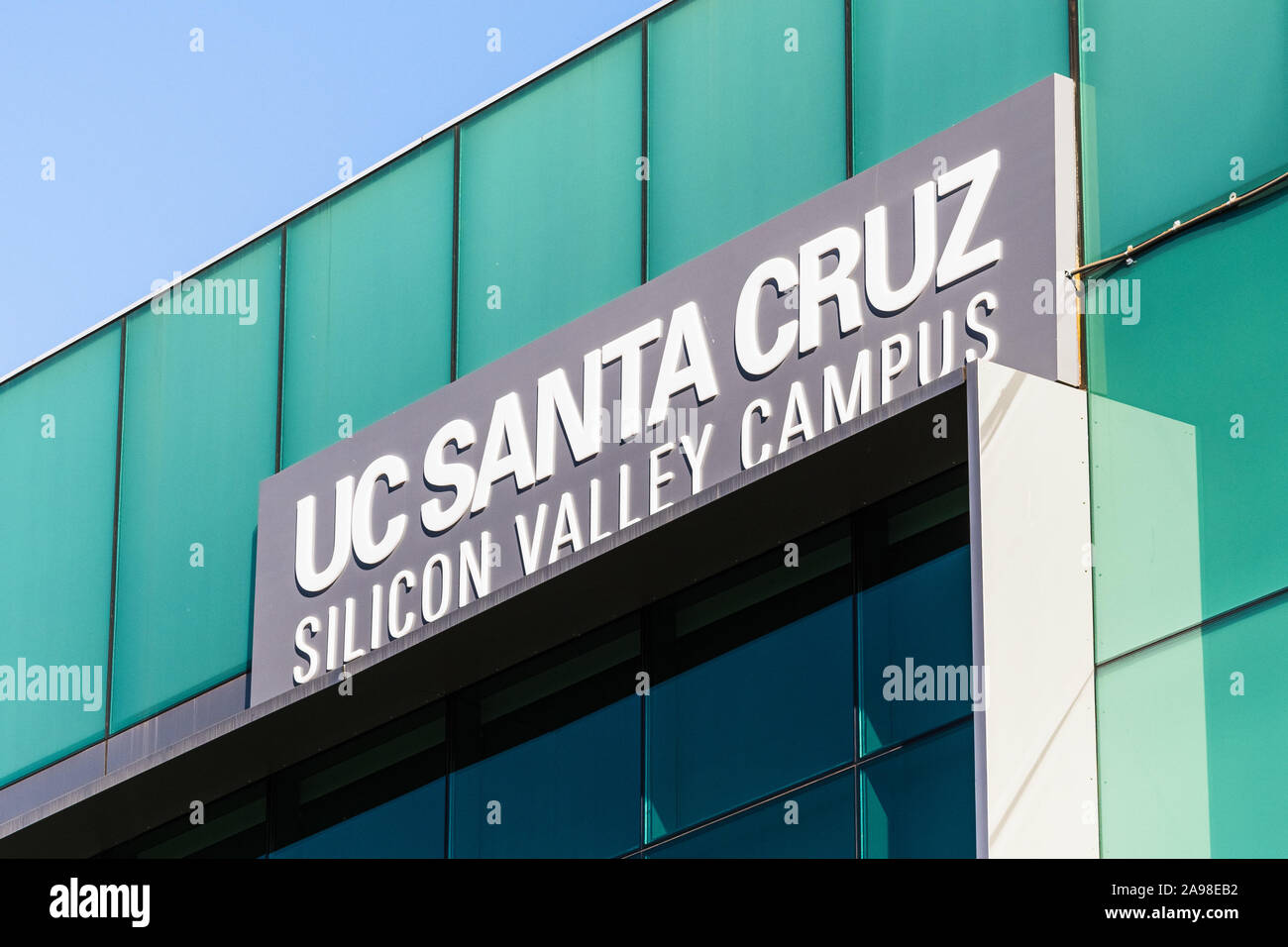 UC Santa Cruz Silicon Valley Extension sign near school campus Stock ...