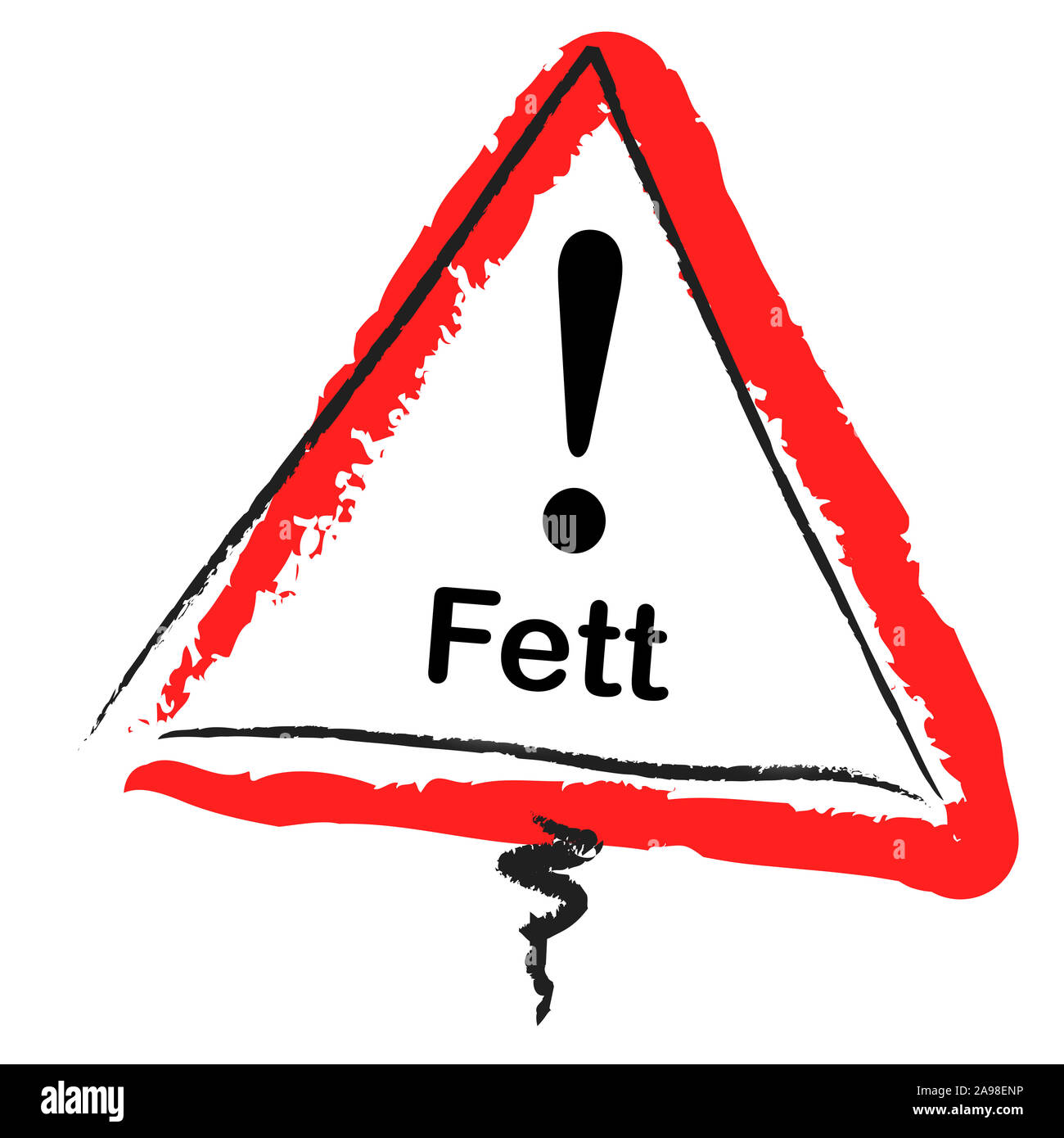 German Fat and traffic sign on white background Stock Photo - Alamy