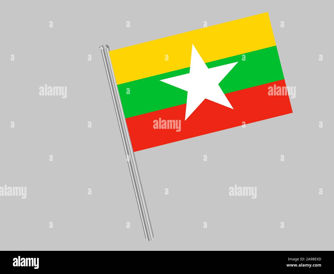 National flag of Republic of the Union of Myanmar. original colors and ...