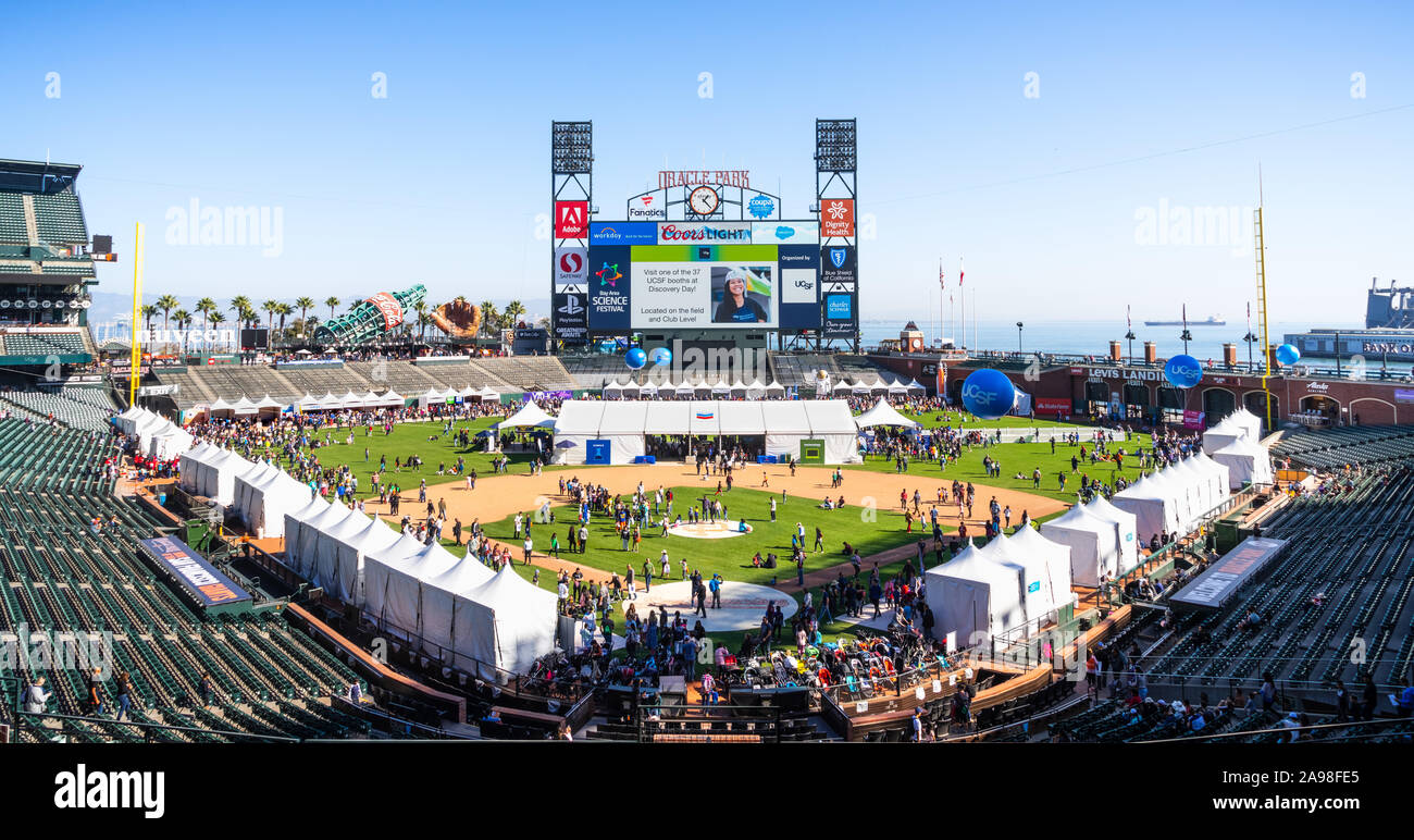 Nov 2, 2019 San Francisco / CA / USA - Panoramic view of Oracle Park ... Nov 2, 2019 San Francisco / CA / USA - Panoramic view of Oracle Park ...