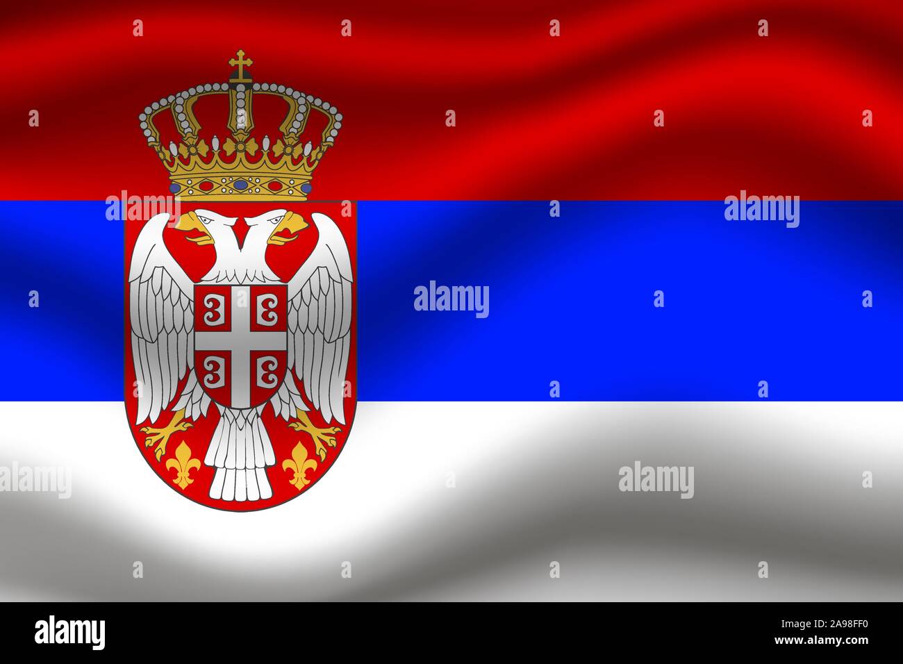 Beautiful national flag of Republic of Serbia . original colors and ...