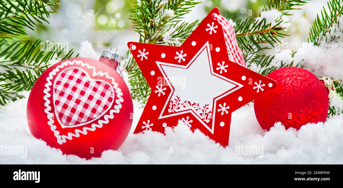 Christmas and Advent decoration in the snow Stock Photo - Alamy
