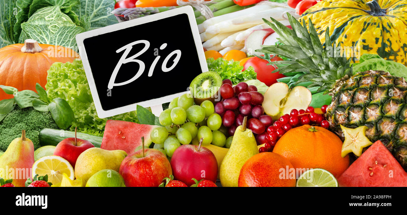 Organic bio fruits and vegetables Stock Photo - Alamy
