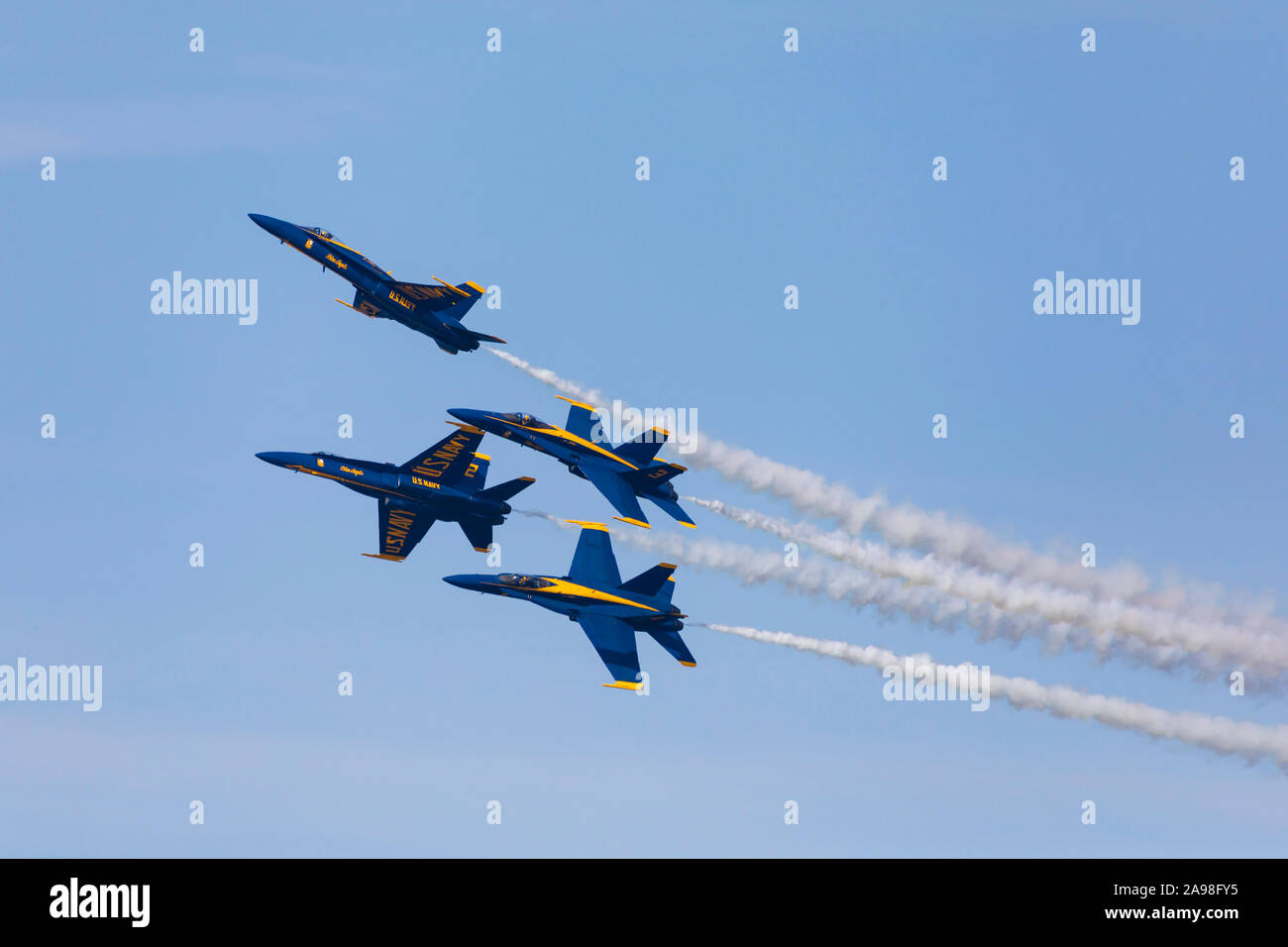 The Blue Angels aerobatic flight demonstration squadron perform over ...