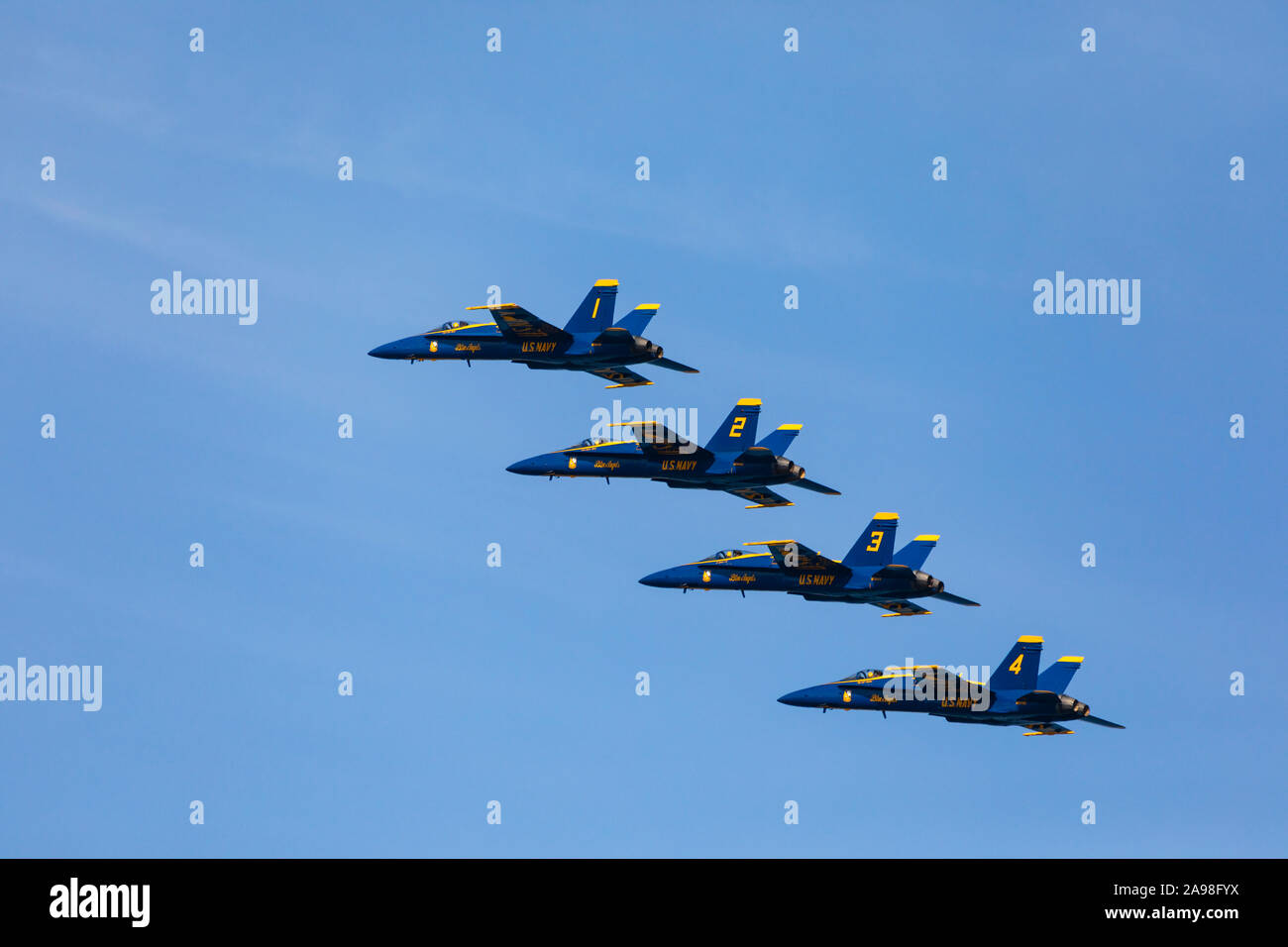 The Blue Angels aerobatic flight demonstration squadron perform over ...