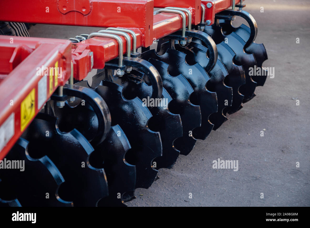 Working parts of new modern agricultural disc harrow for tillage Stock ...