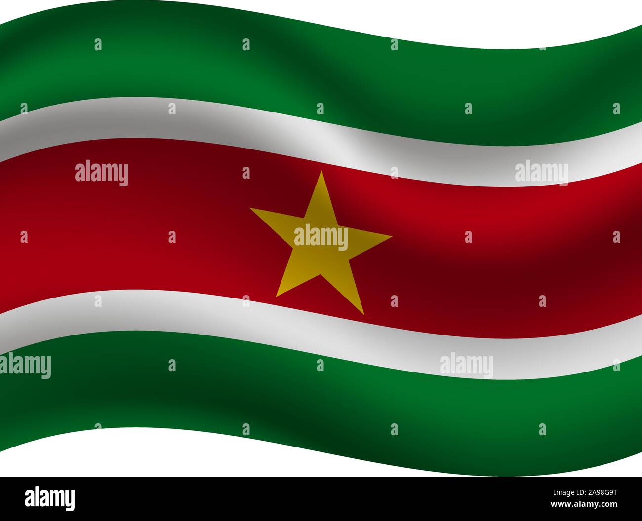Beautiful national flag of Republic of Suriname. original colors and ...