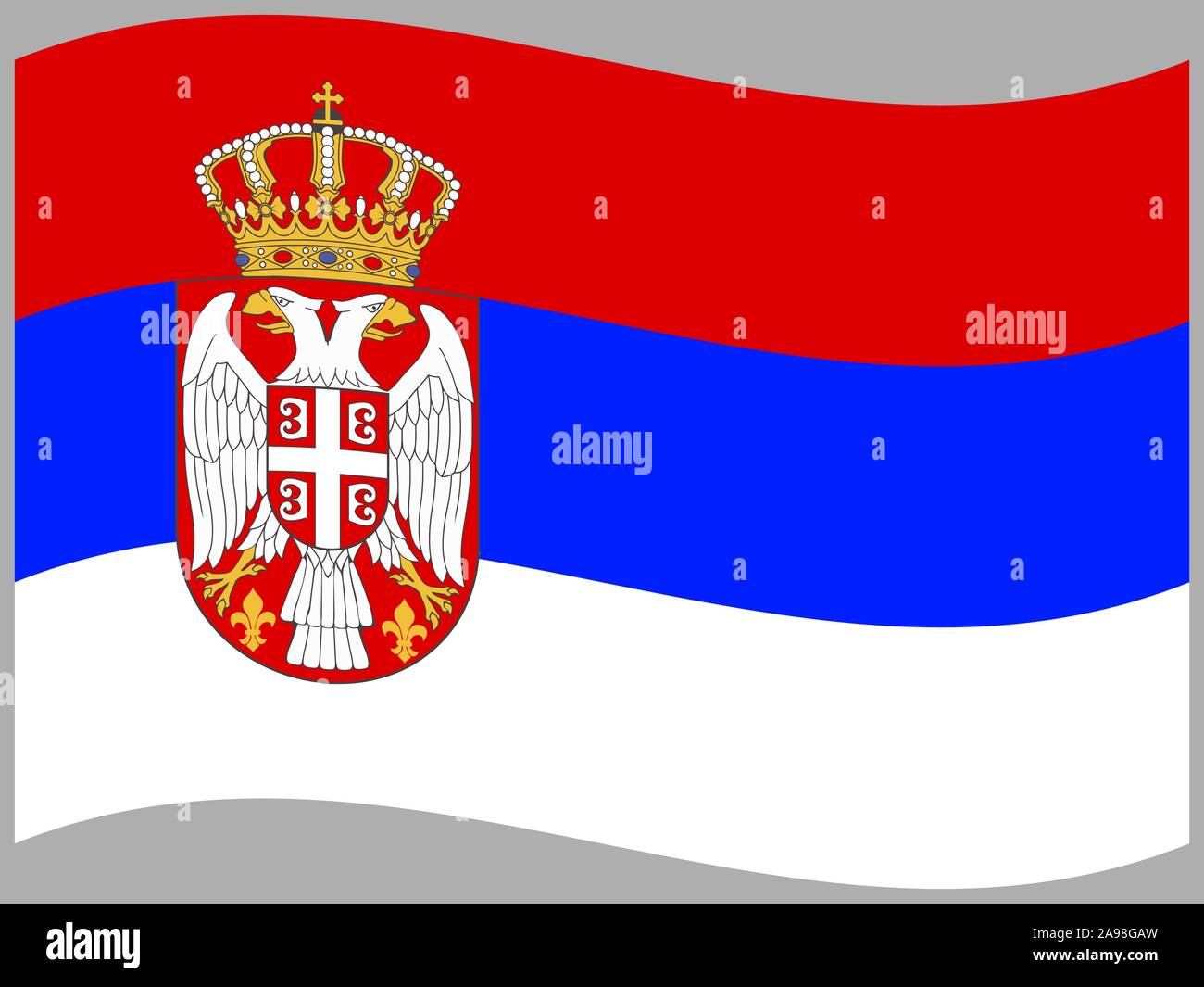 Beautiful national flag of Republic of Serbia . original colors and ...