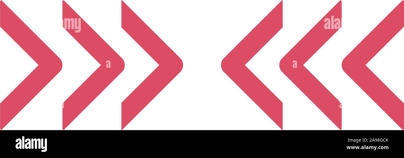 Triple Chevron Arrows directed horizontally towards each other. Stock ...