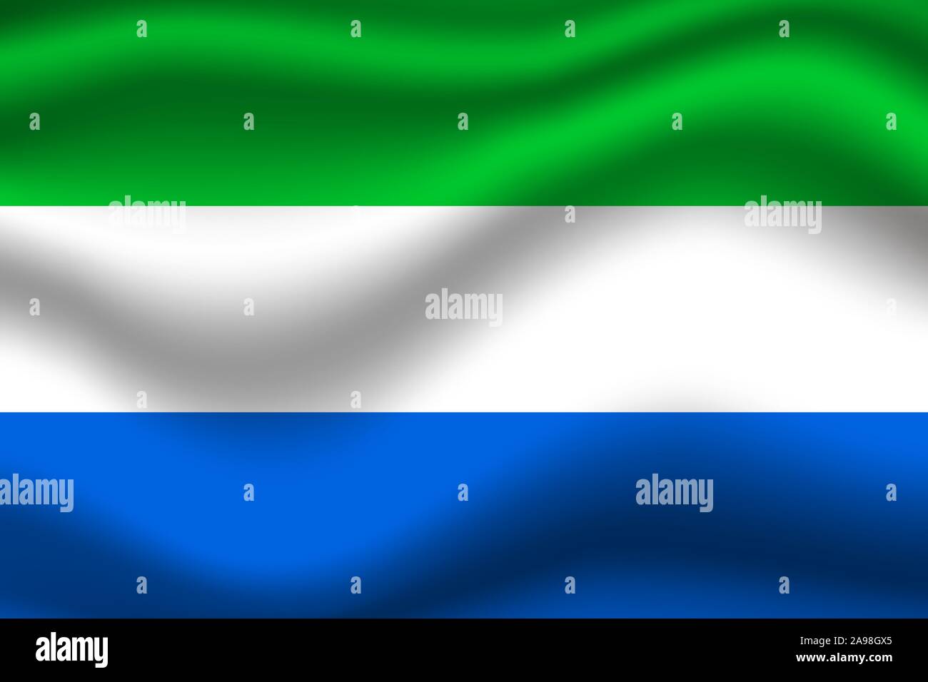 Beautiful national flag of Republic of Sierra Leone. original colors ...