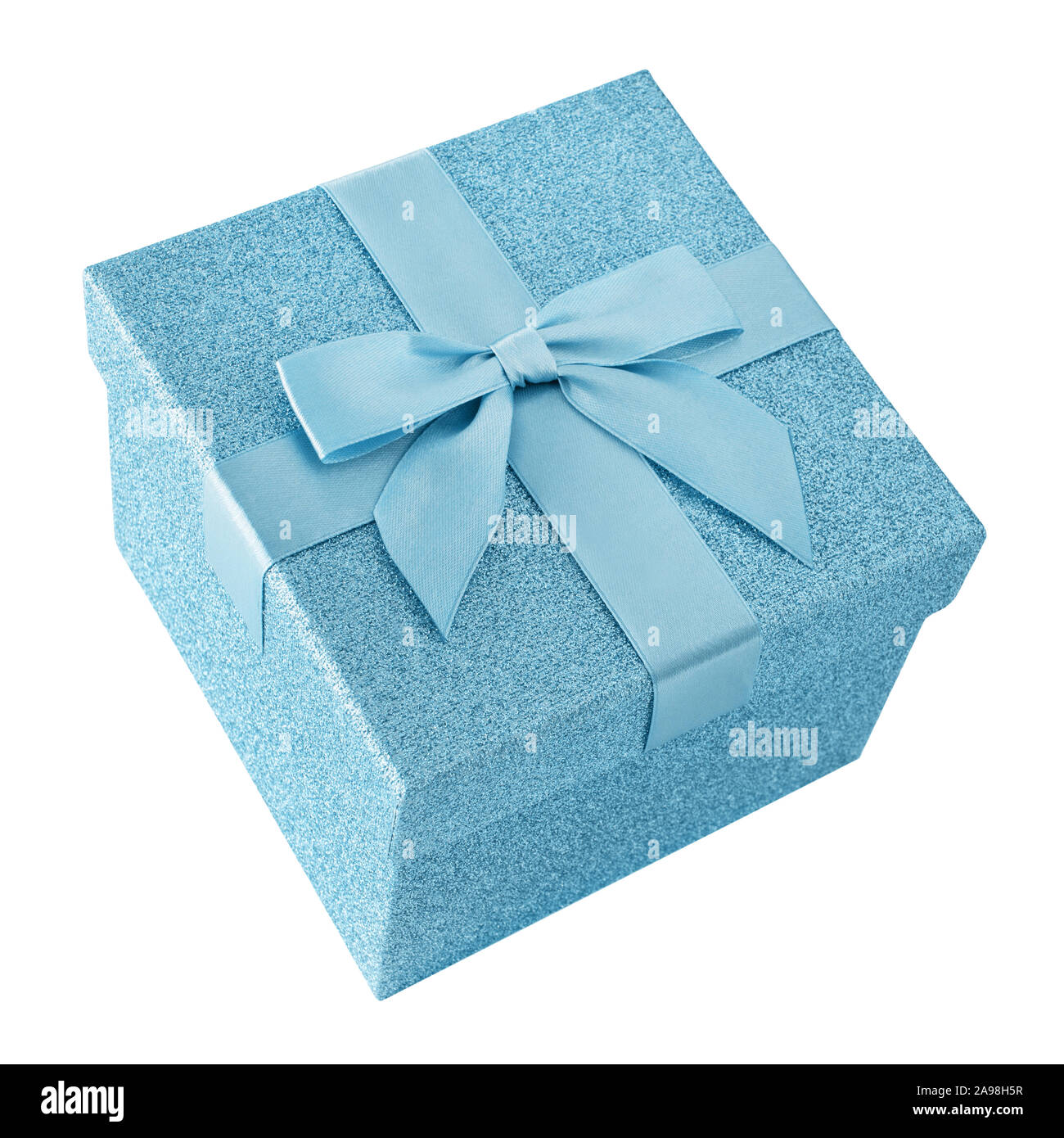 Blue gift against white background Stock Photo - Alamy