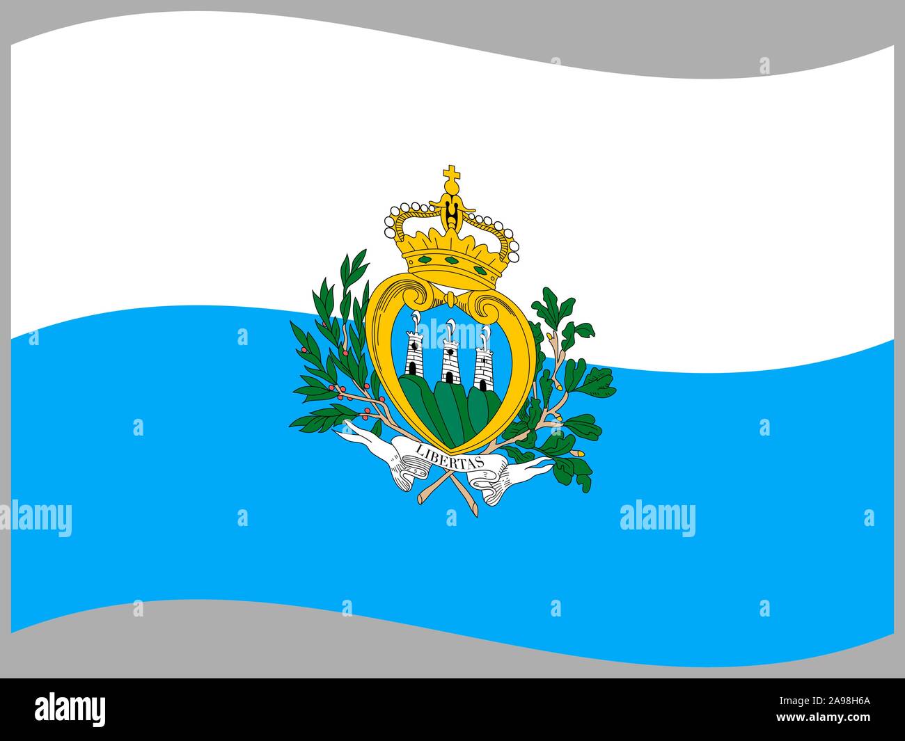 Beautiful national flag of Republic of San Marino. original colors and ...