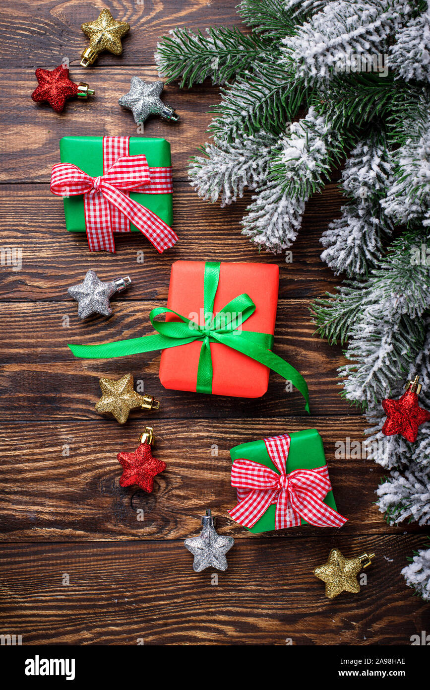 Christmas gift boxes and stripped thread Stock Photo - Alamy